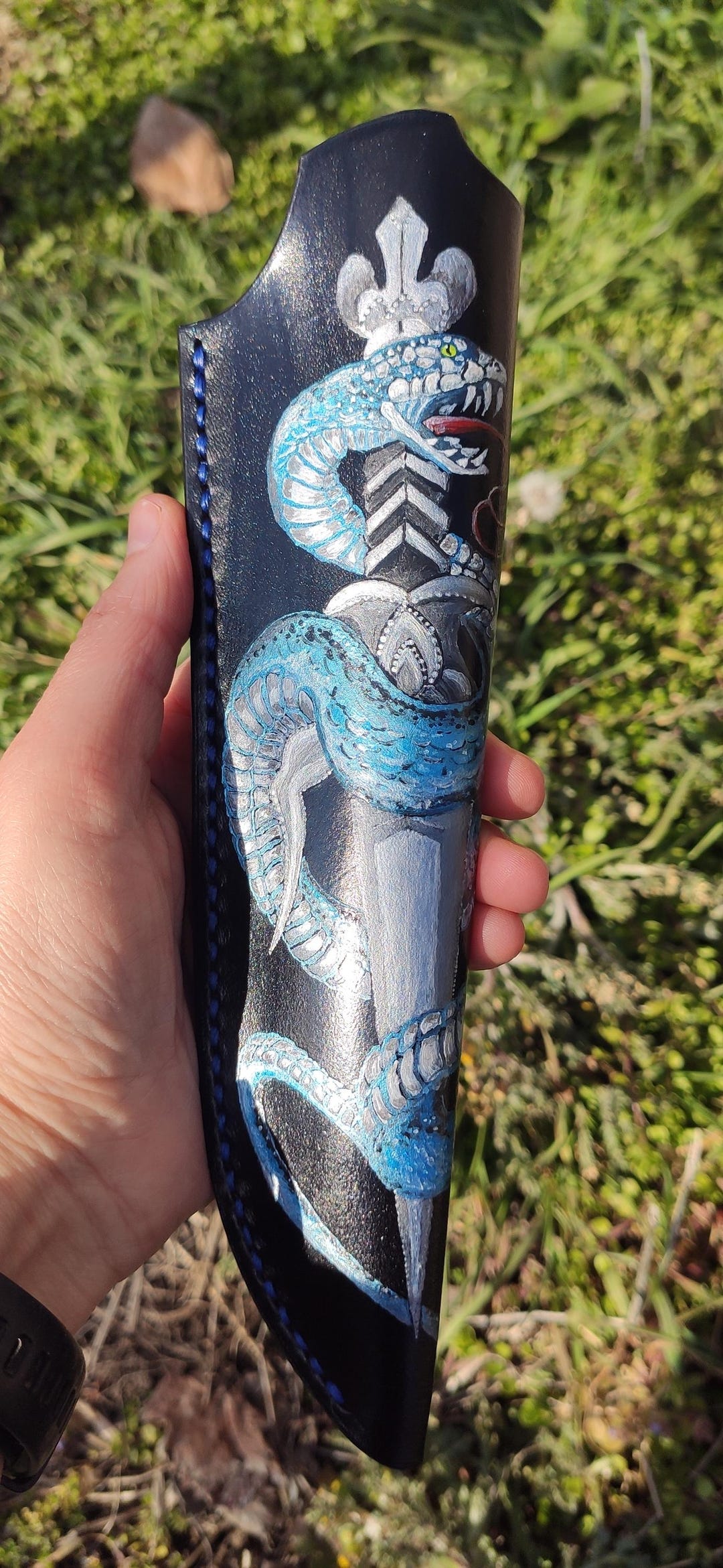 Custom Leather Sheath, With Snake and Dagger, Upgrade Your Knife ...