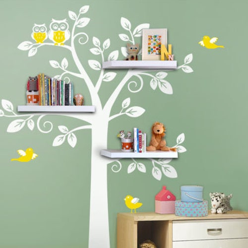Shelf Tree Wall Decal Nursery Decal Wall Sticker Shelves Tree - Etsy