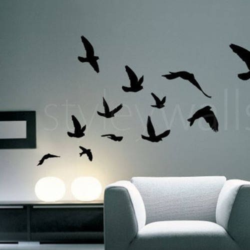 Birds Wall Decal Flying Birds Set of 12 Vinyl Wall Decal - Etsy