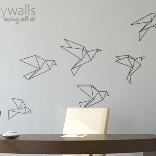 Origami Birds Wall Decal Origami Birds Wall Sticker Christmas | Etsy