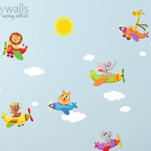 Airplanes Wall Decal, Airplanes Wall Sticker, Animals With Airplanes ...