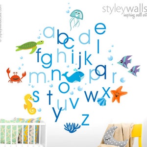 Alphabet Wall Decal, Alphabet Wall Sticker, Under the Sea Wall Decal ...