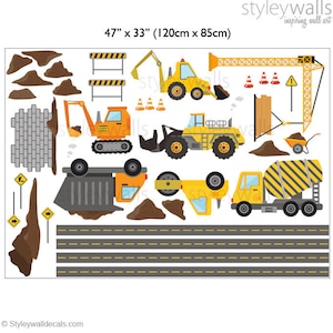 Construction Vehicles Wall Decal, Construction Site Wall Decal Sticker ...