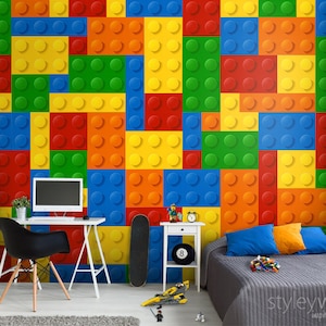 Blocks Wall Mural, Building Blocks Wall Art, Cubes Wallpaper, Abstract ...