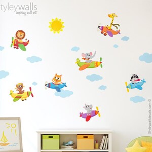 Airplanes Wall Decal, Airplanes Wall Sticker, Animals With Airplanes ...