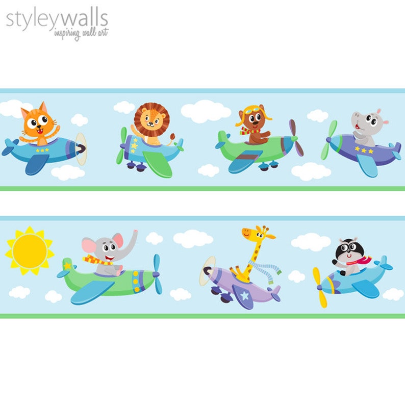 Airplanes Wall Border Decal, Transportation Vehicles Border Wall Decal ...