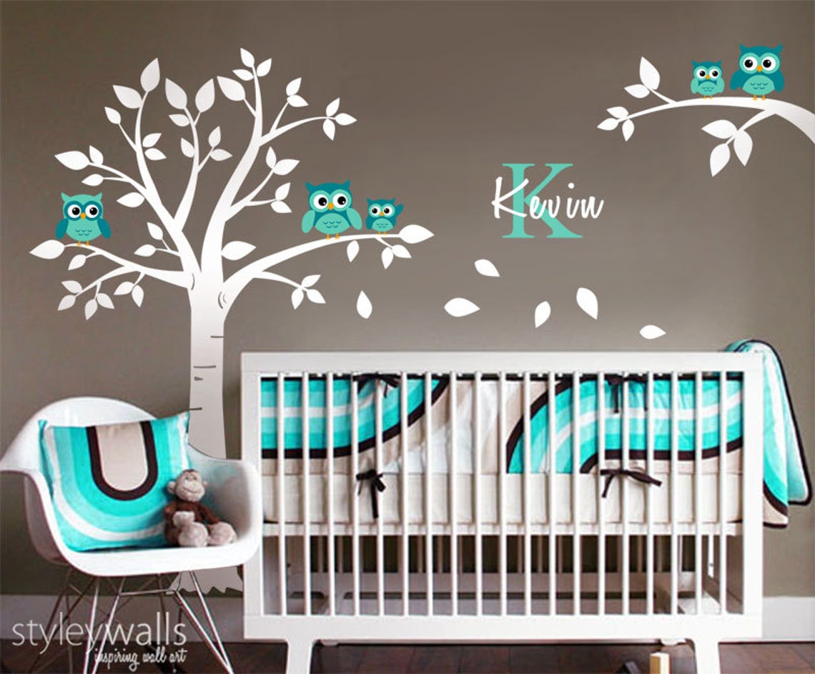 Owl Wall Decal Owls Tree Wall Decal Nursery Wall Sticker Kids - Etsy