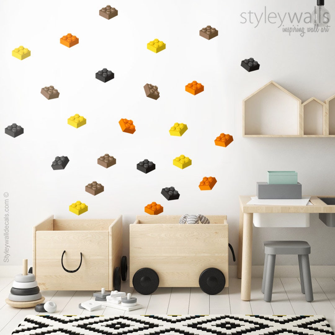 Blocks Wall Decal, Building Blocks Wall Sticker, Bricks Wall Sticker ...