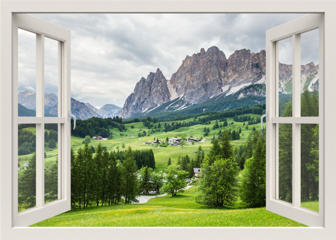 Mountain Wall Decal, 3d Window Wall Decal, Nature Wall Decal, Window ...
