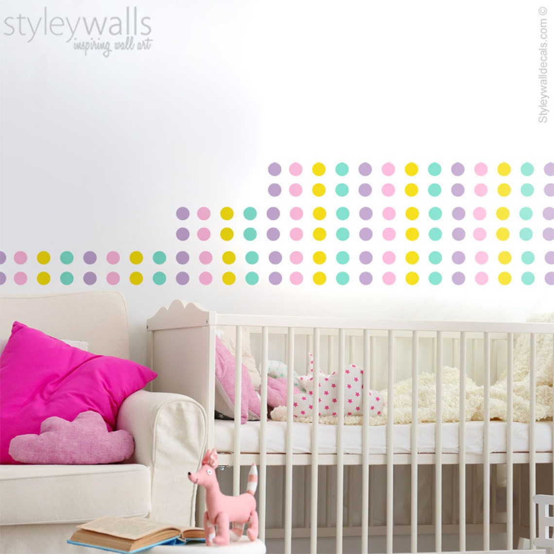 Polka Dots Wall Decal, Confetti Wall Decal, Colorful Dots Pattern Wall ...