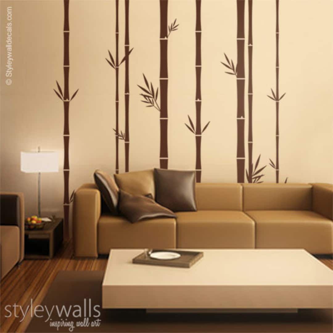 Bamboo Wall Decal 100inch Tall, Set of 8 Bamboo Stalks Vinyl Wall Decal ...