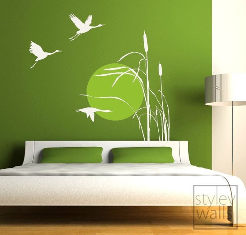 Cranes Wall Decal Cranes Wall Sticker Bird Wall Decal - Etsy