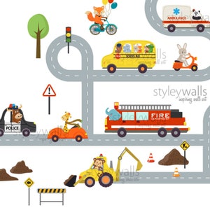 Transportation Wall Decal, Vehicles Cars and Animals Wall Sticker ...