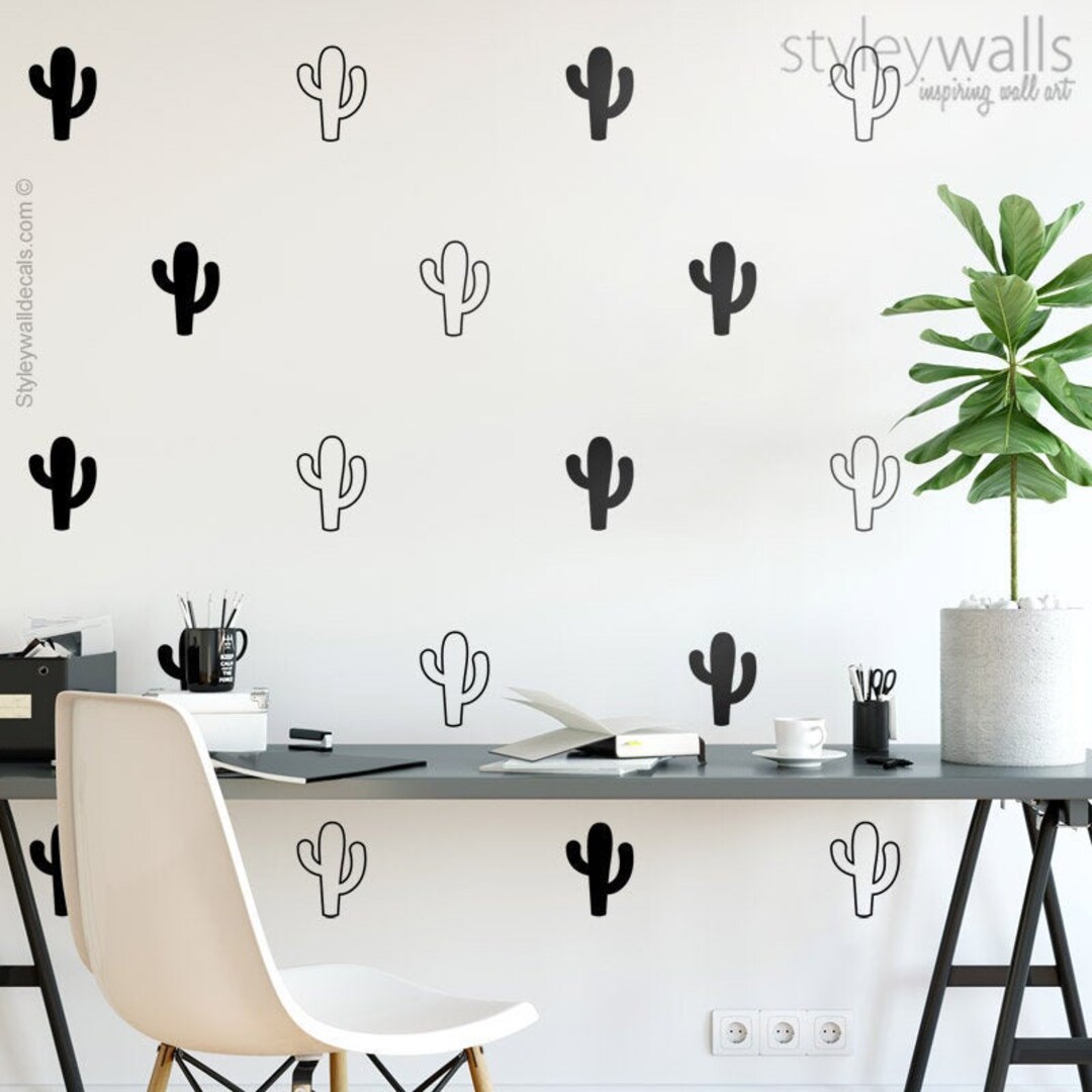 Cactus Wall Decal, Cacti Wall Decor, Cactus Pattern Instant Wall Decal ...