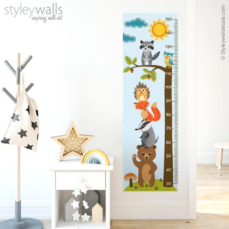 Forest Animals Growth Chart Wall Decal Kids Room Growth Chart - Etsy