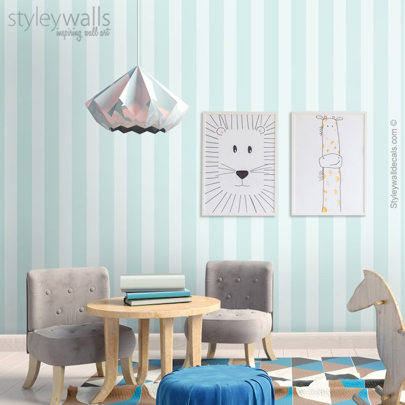 Stripes Wallpaper Blue Striped Pattern Vertical Wallpaper - Etsy