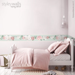 Peonies Wall Border Decal, Peony Border Wall Decal, Repositionable Flowers Wall Border ...