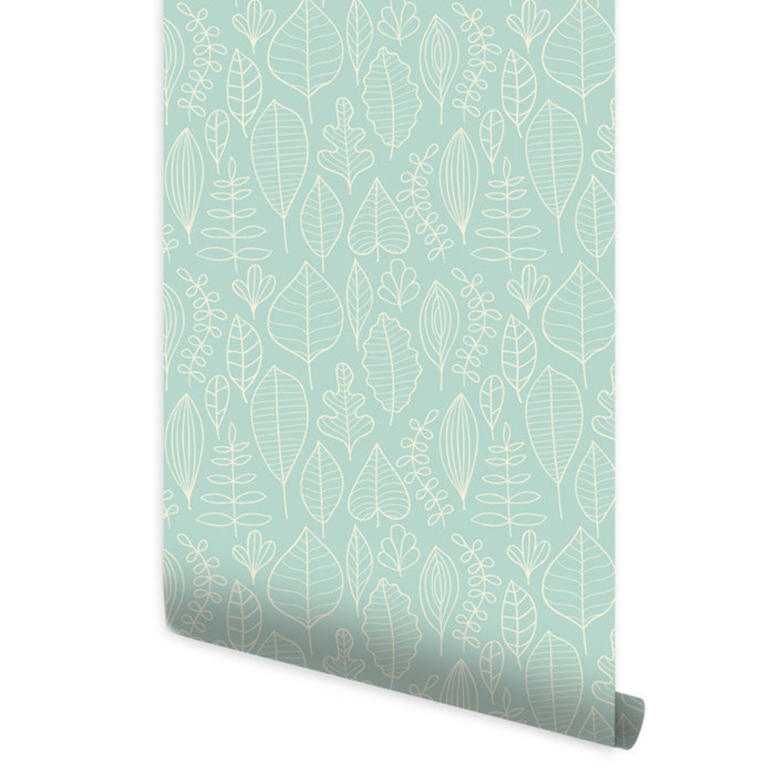 Leaves Wallpaper Leaf Pattern Wallpaper Repositionable - Etsy