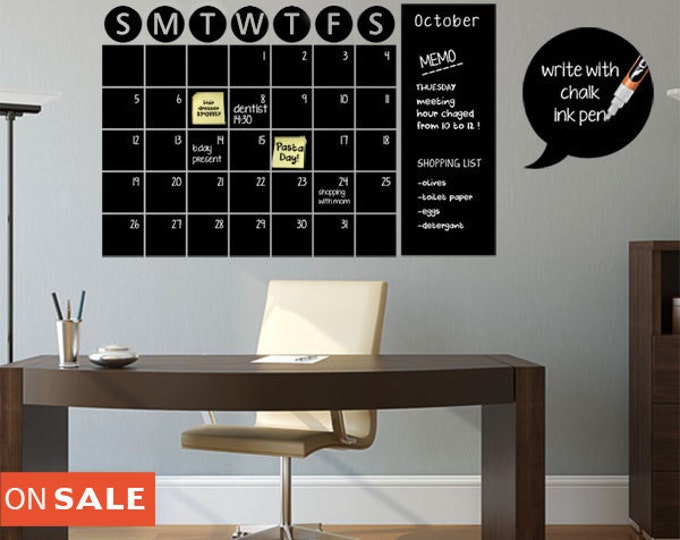 Chalkboard Calendar Decals Chalk Board Wall Calendar Vinyl - Etsy