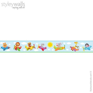 Airplanes Wall Border Decal, Flying Airplanes With Animals Border Wall ...