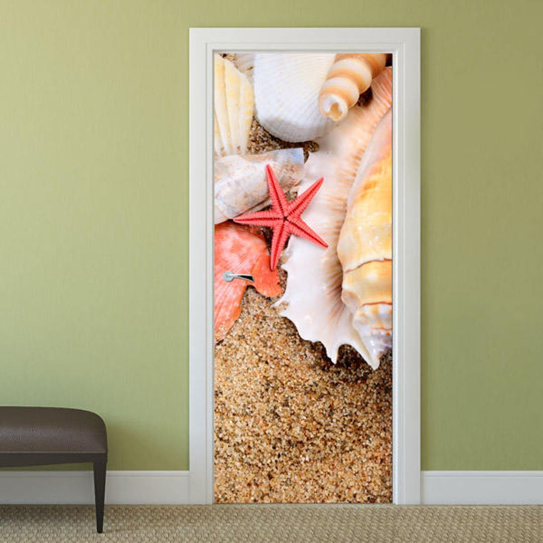 Sea Shells Door Sticker, Sea Shells Beach Door Wallpaper, Door Mural ...