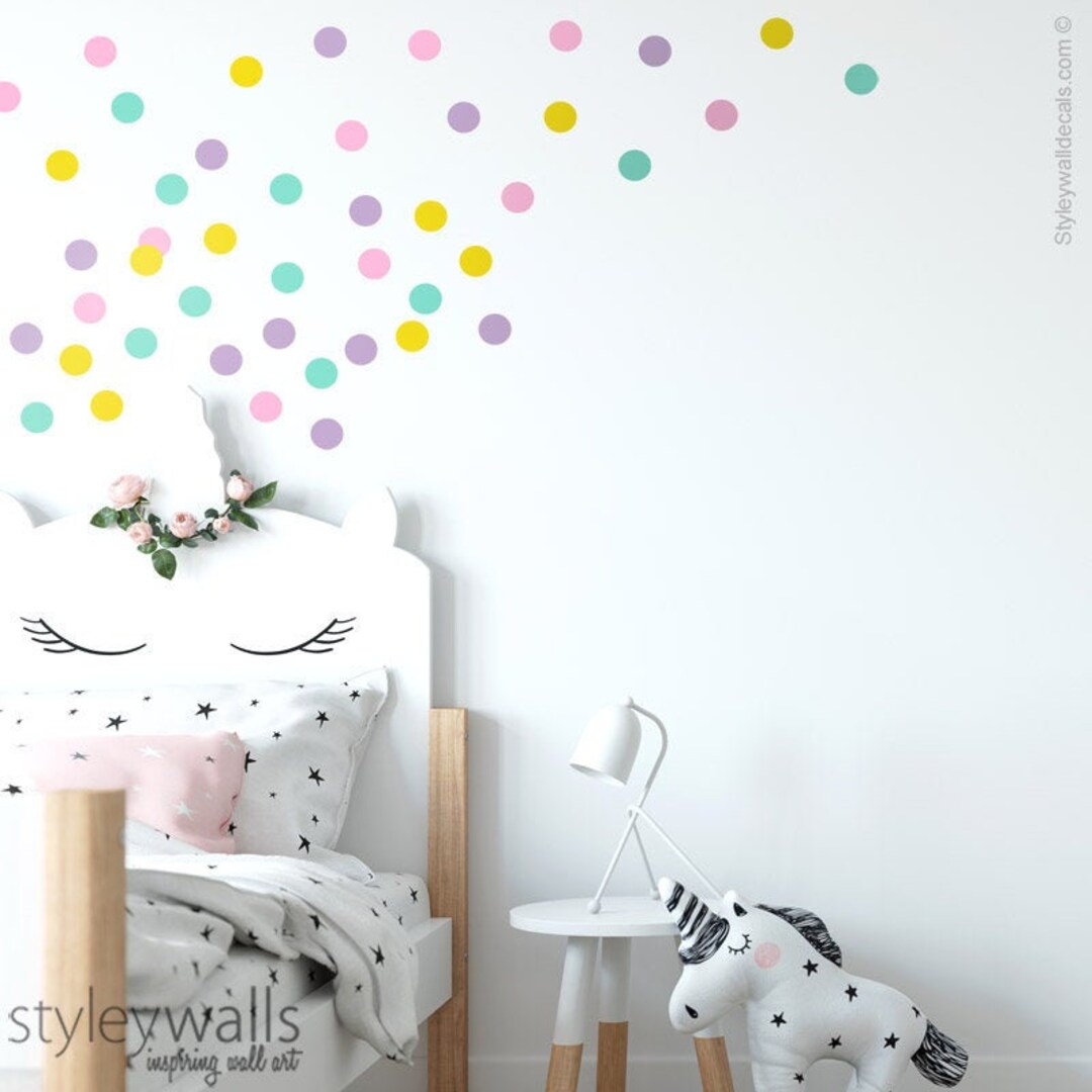 Polka Dots Wall Decal, Confetti Wall Decal, Colorful Dots Pattern Wall ...