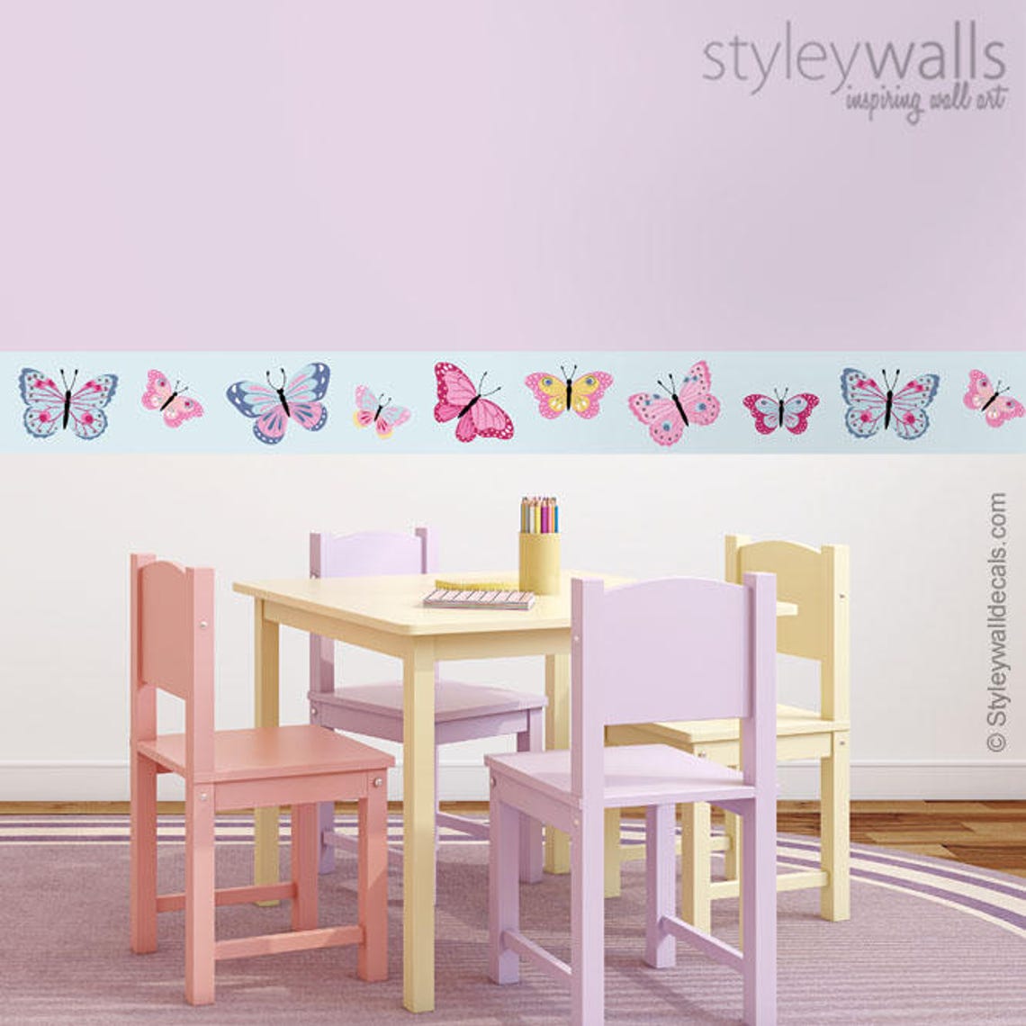 Butterflies Wall Border Butterfly Border Wall Decal | Etsy