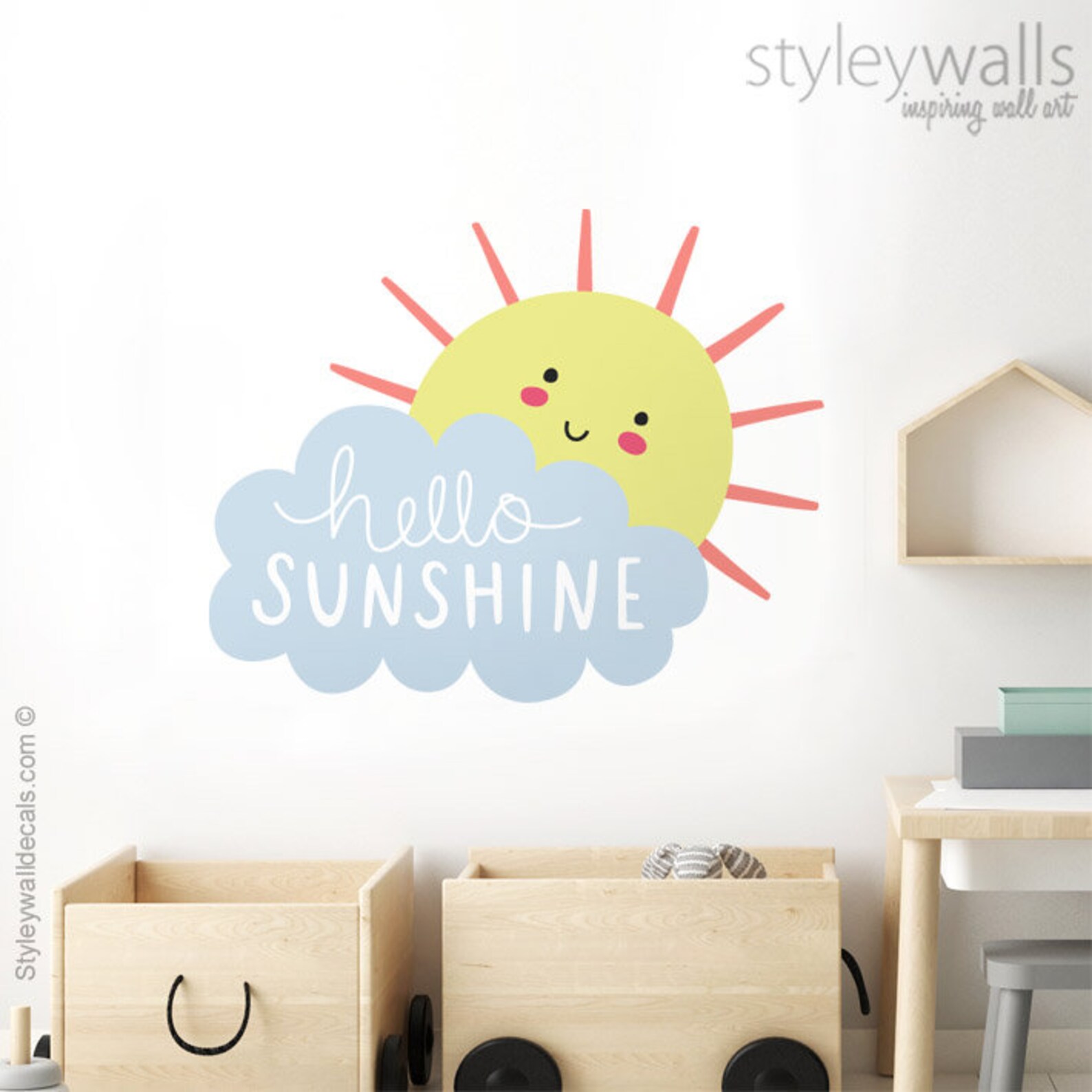 Sun Shine Wall Decal Sun Wall Decal Cloud Wall Decal Hello | Etsy