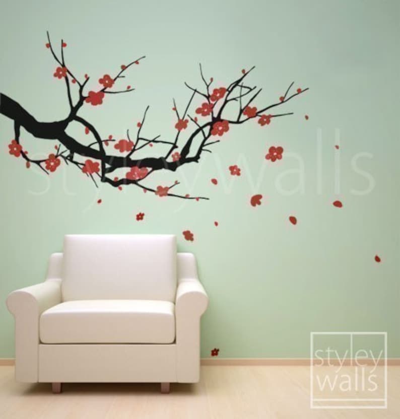 Cherry Blossom Branch Wall Decal, Sakura Tree Wall Decal, Cherry ...