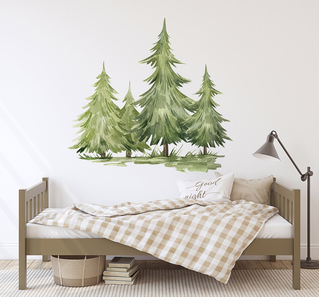 Forest Trees Wall Decal, Forest Trees Wall Sticker, Pinetrees Wall ...