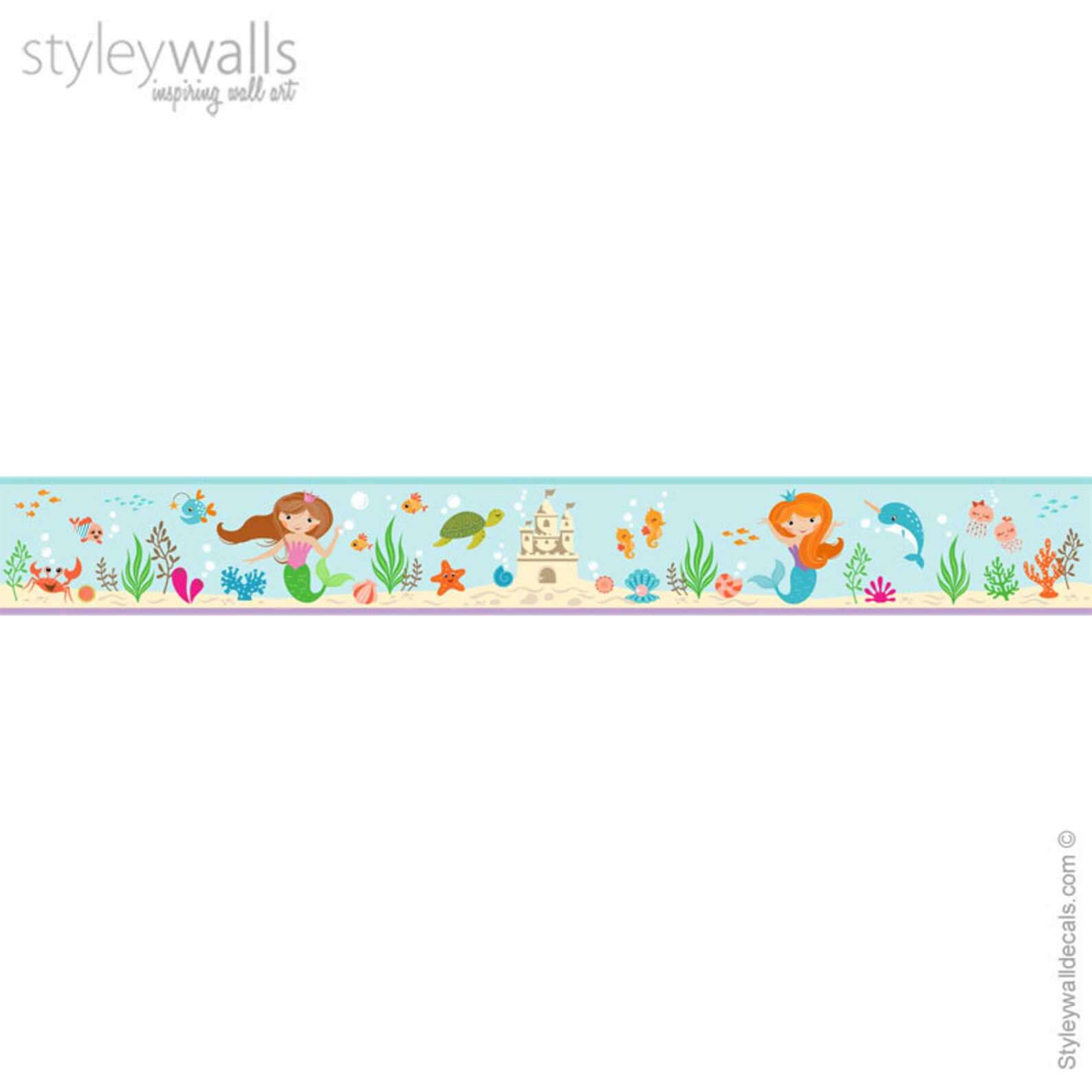 Mermaid Wall Border Decal Mermaids Border Wall Decal - Etsy