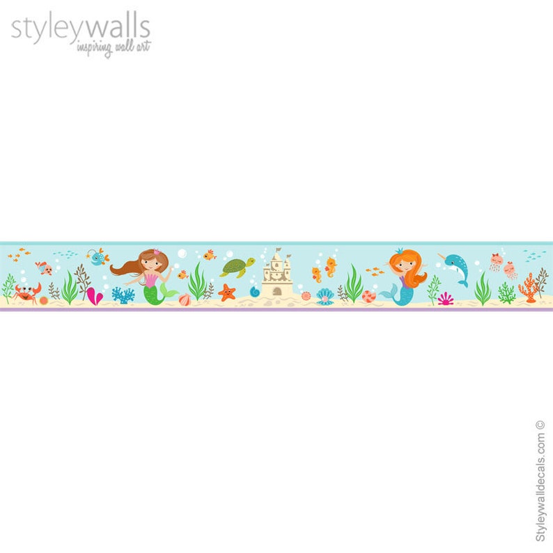 Mermaid Wall Border Decal Mermaids Border Wall Decal - Etsy
