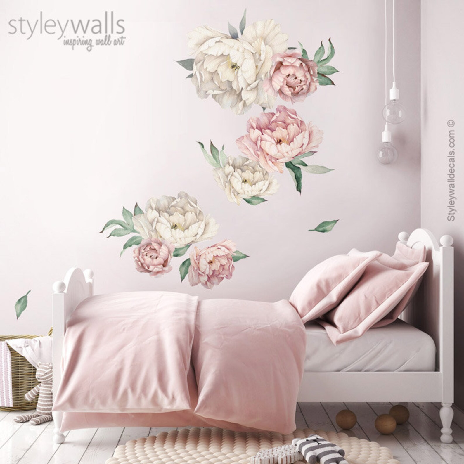 Peony Wall Decal Peonies Wall Decal Watercolor Peony Flowers - Etsy