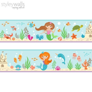 Mermaid Wall Border Decal, Mermaids Border Wall Decal, Repositionable ...