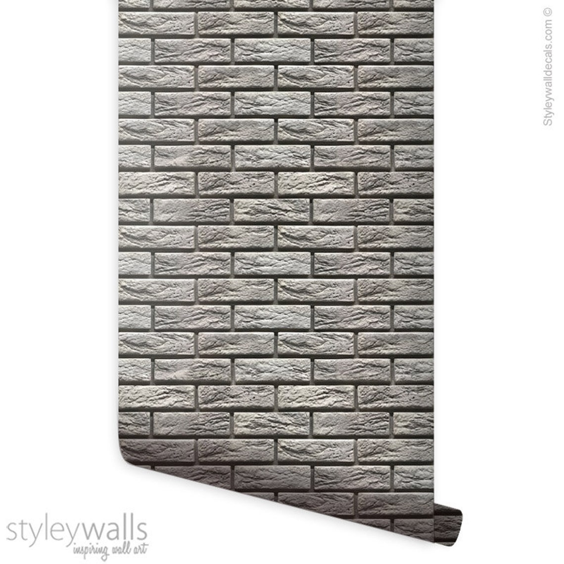 Bricks Wallpaper Gray Brick Pattern Wallpaper Grey Realistic - Etsy