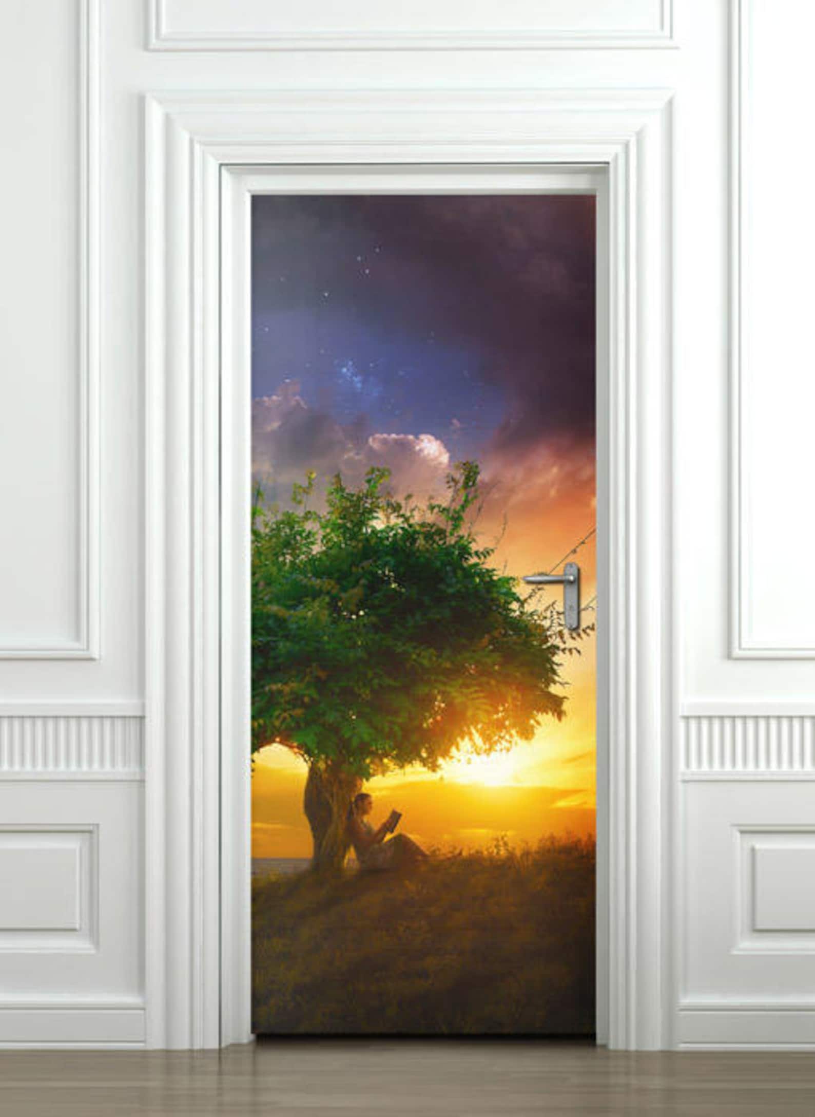 Tree at Sunset Door Sticker Tree Door Wallpaper Nature Door | Etsy