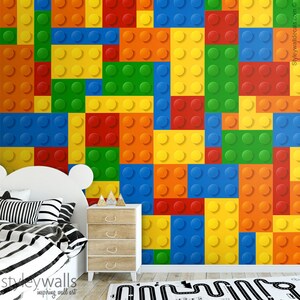 Blocks Wall Mural, Building Blocks Wall Art, Cubes Wallpaper, Abstract ...