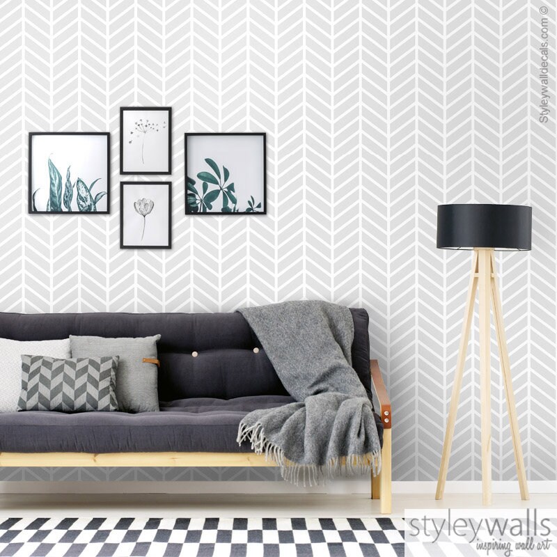 Fishbone Wallpaper Herringbone Wallpaper Modern Pattern | Etsy