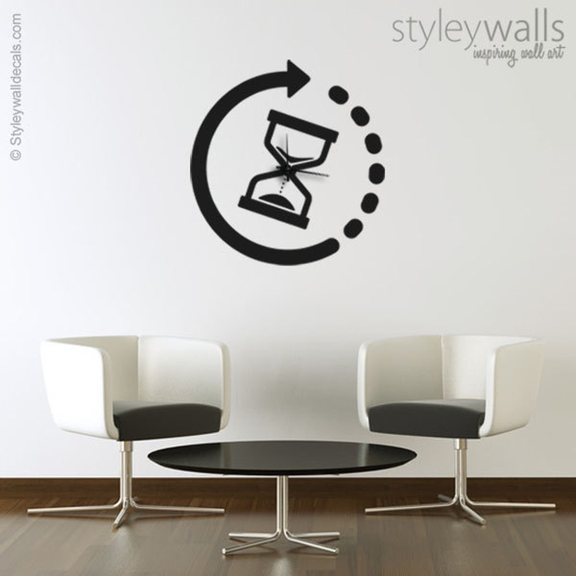 Sand Clock Wall Decal Modern Clock Wall Decal Clock Wall | Etsy