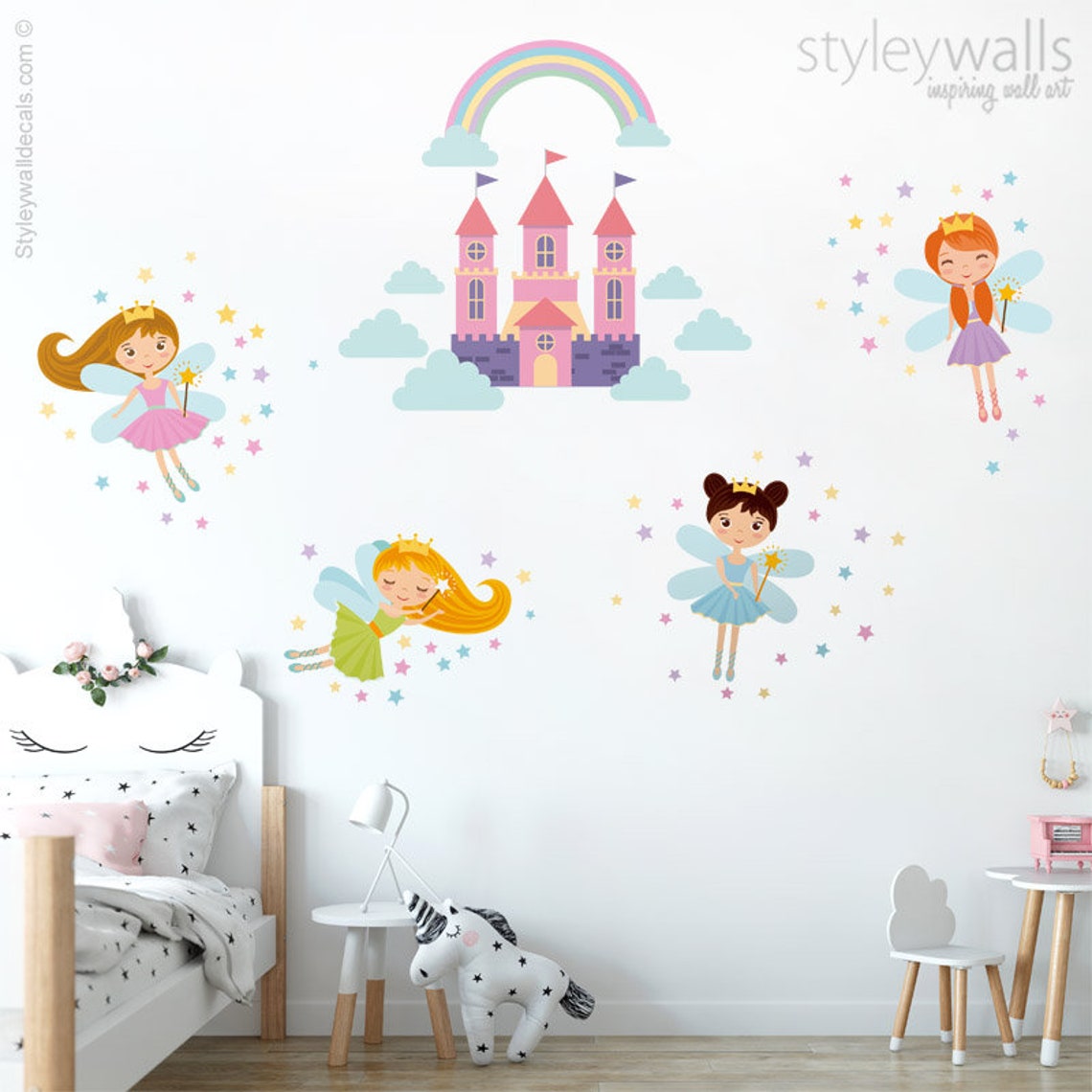 Fairy Wall Decal Fairies Wall Decal Sticker Princess Wall | Etsy