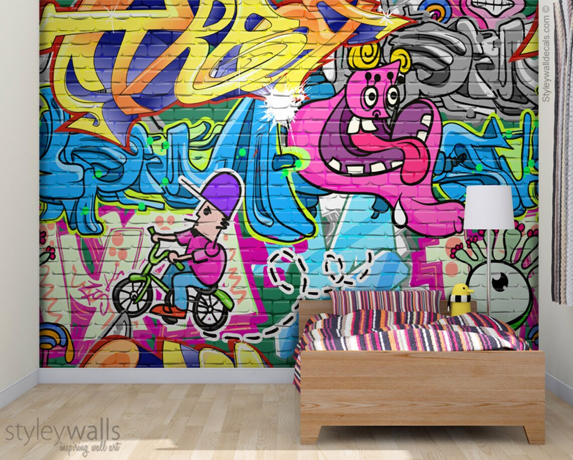 Graffiti Mural Graffiti Wall Art Graffiti Wallpaper Mural - Etsy