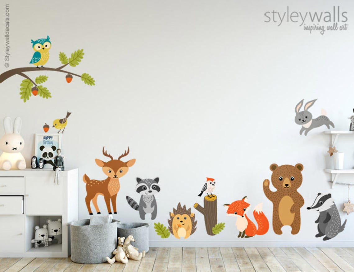 Woodland Animals Wall Decal Forest Animals Wall Decal - Etsy