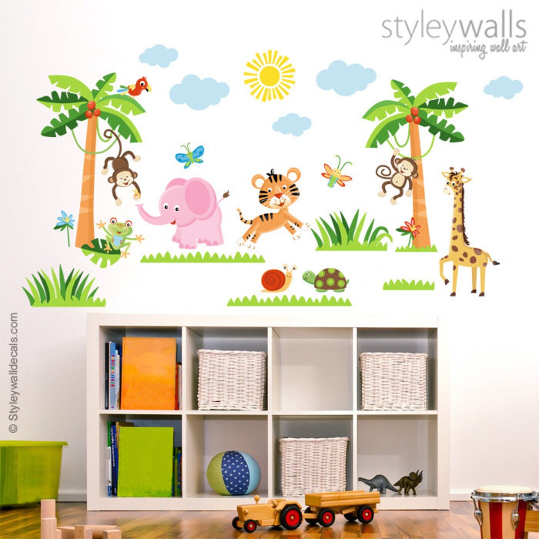 Jungle Animals Wall Decal, Rain Forest Wall Decals, Safari Animals ...