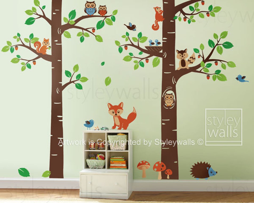 Forest Animals Wall Decal, Children Wall Decal Tree Tops Woodland ...