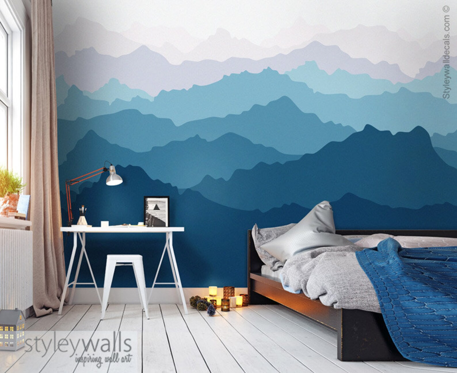 Mountain Wallpaper Mountains View Mural Wallpaper Ombre - Etsy