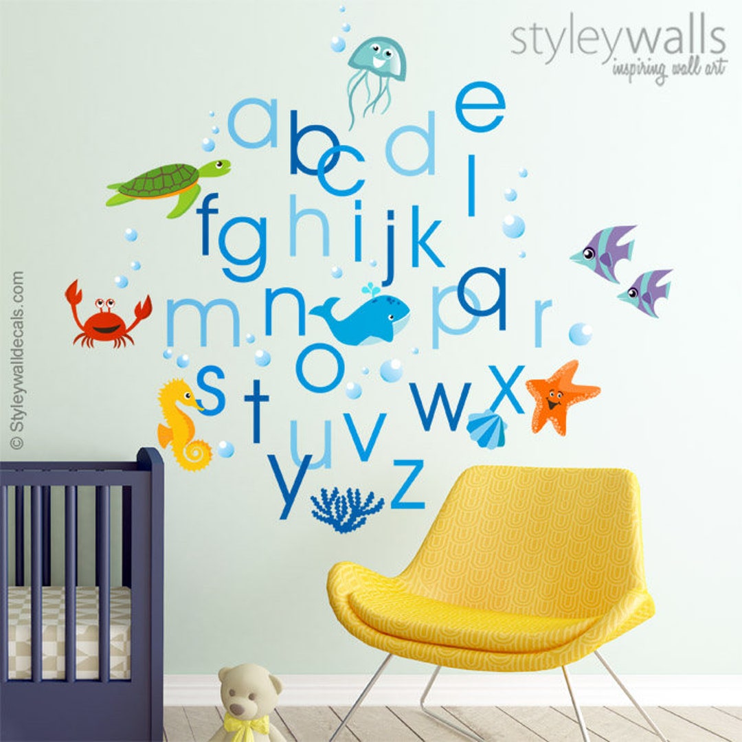 Alphabet Wall Decal, Alphabet Wall Sticker, Under the Sea Wall Decal ...