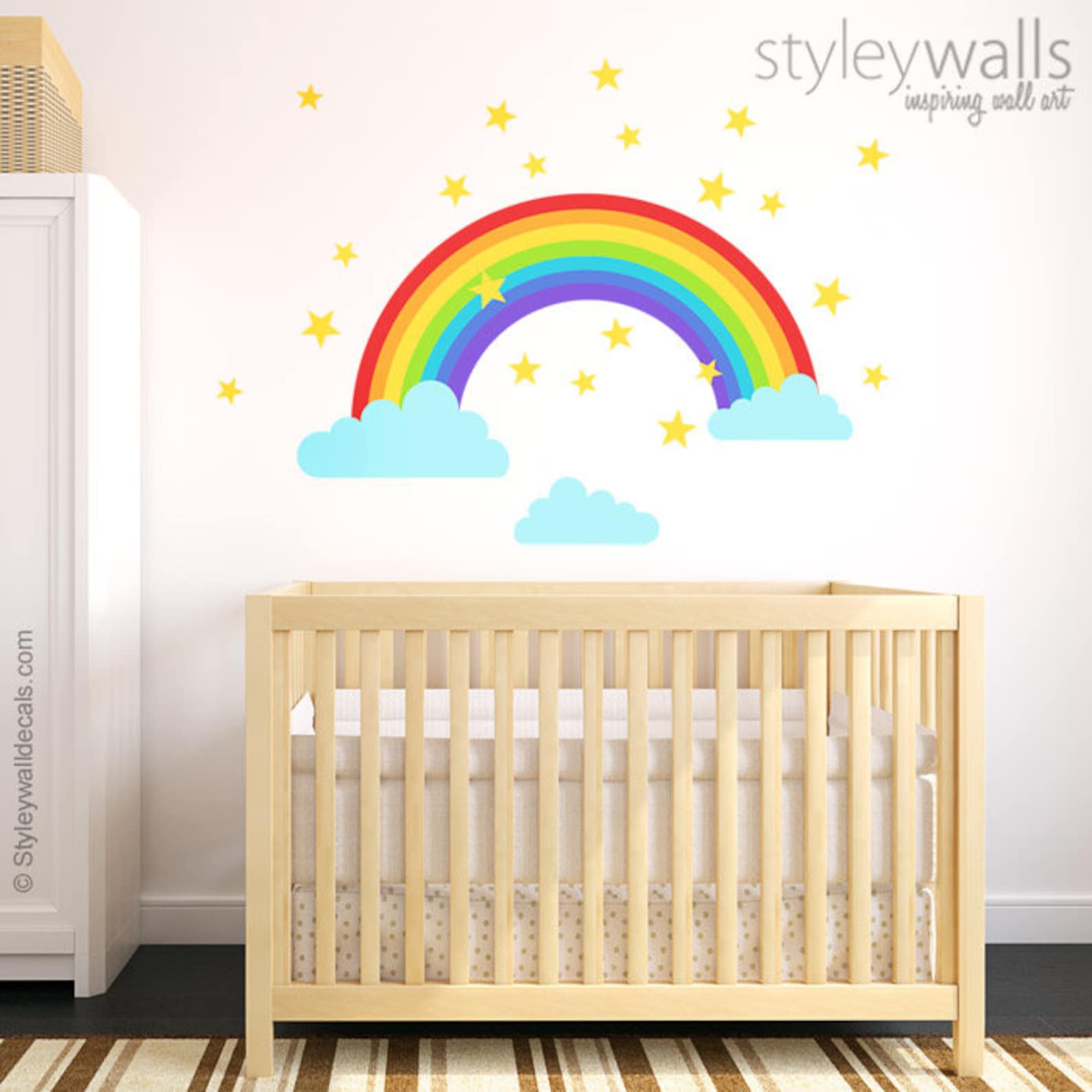 Rainbow Wall Decal Rainbow Wall Sticker Clouds Wall Decal - Etsy