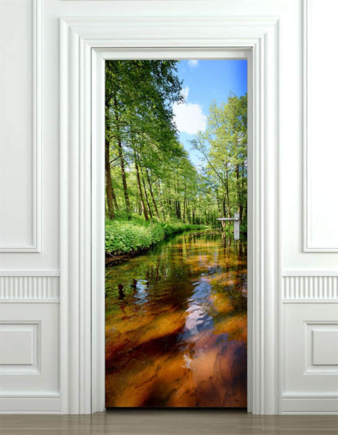 River Forest Door Sticker, Forest Door Wallpaper, Door Mural, Door ...