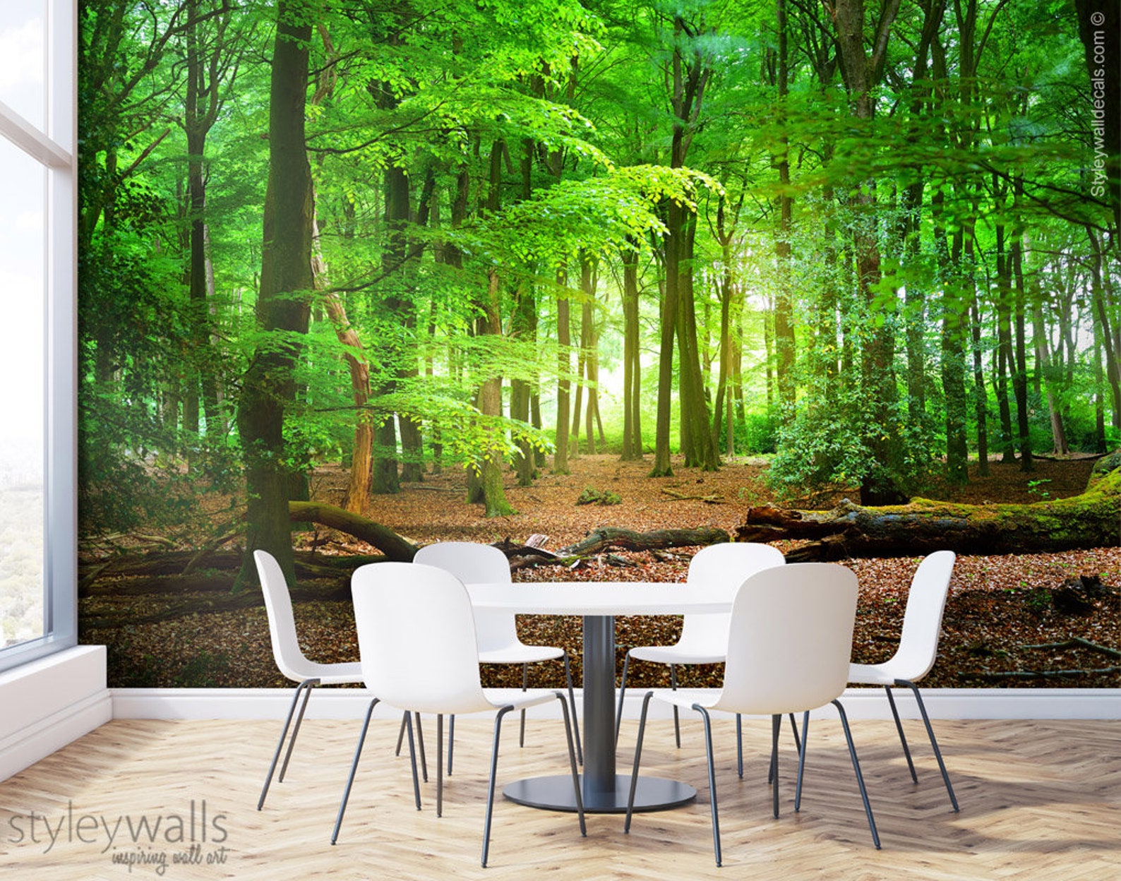 Green Forest Mural Wallpaper Trees Mural Nature Wall Art - Etsy