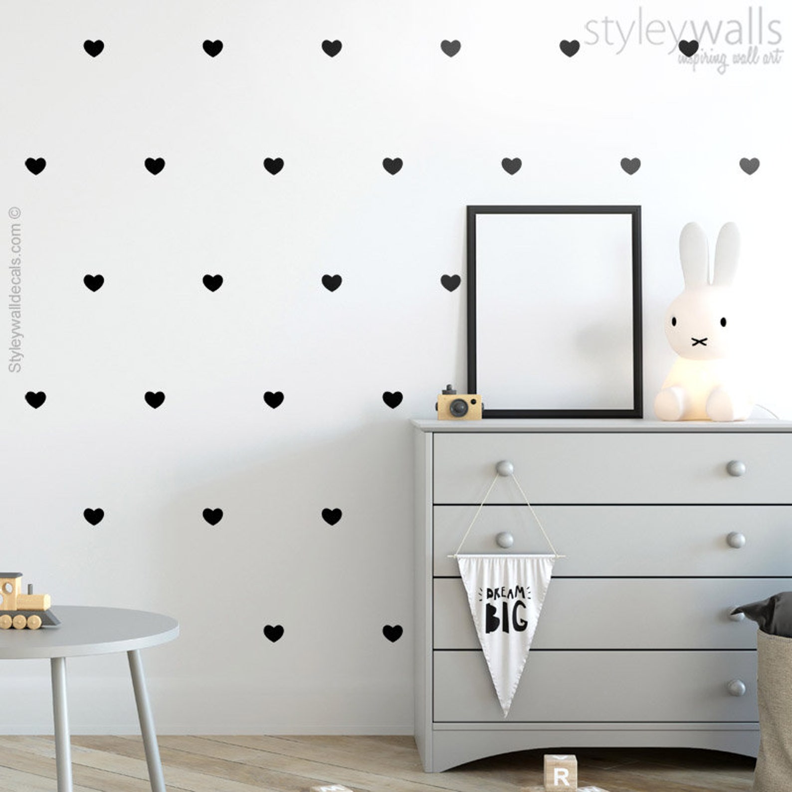 Hearts Wall Decal Hearts Wall Sticker Hearts Pattern Wall | Etsy